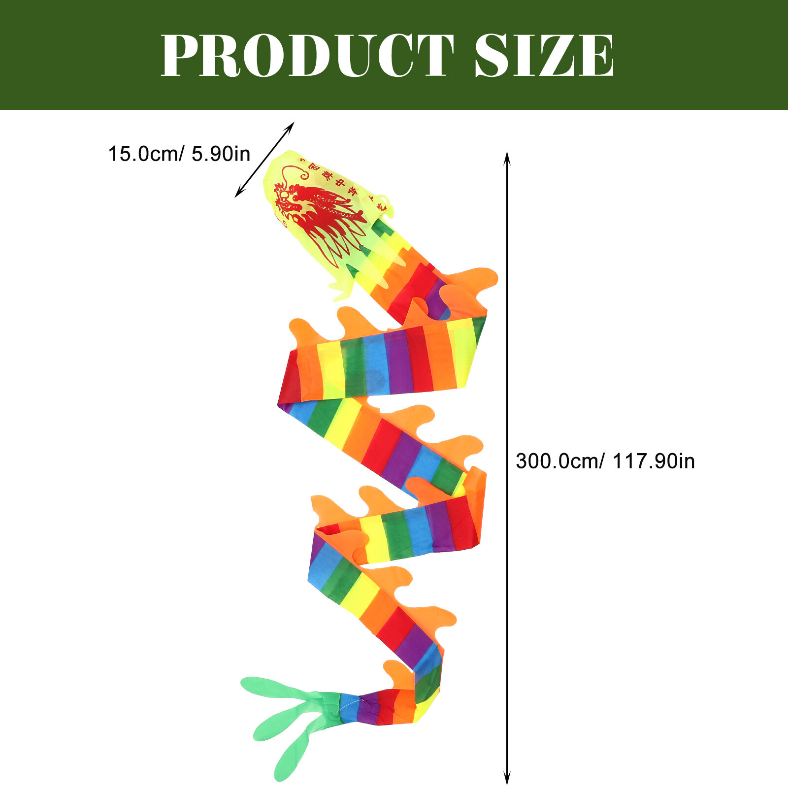 Лента Для Танца Дракон Ribbon, Разноцветная, 300.0X15.0X15.0 См, Нержавеющая Сталь, Полиэстер, Пластик, 1 Упаковка