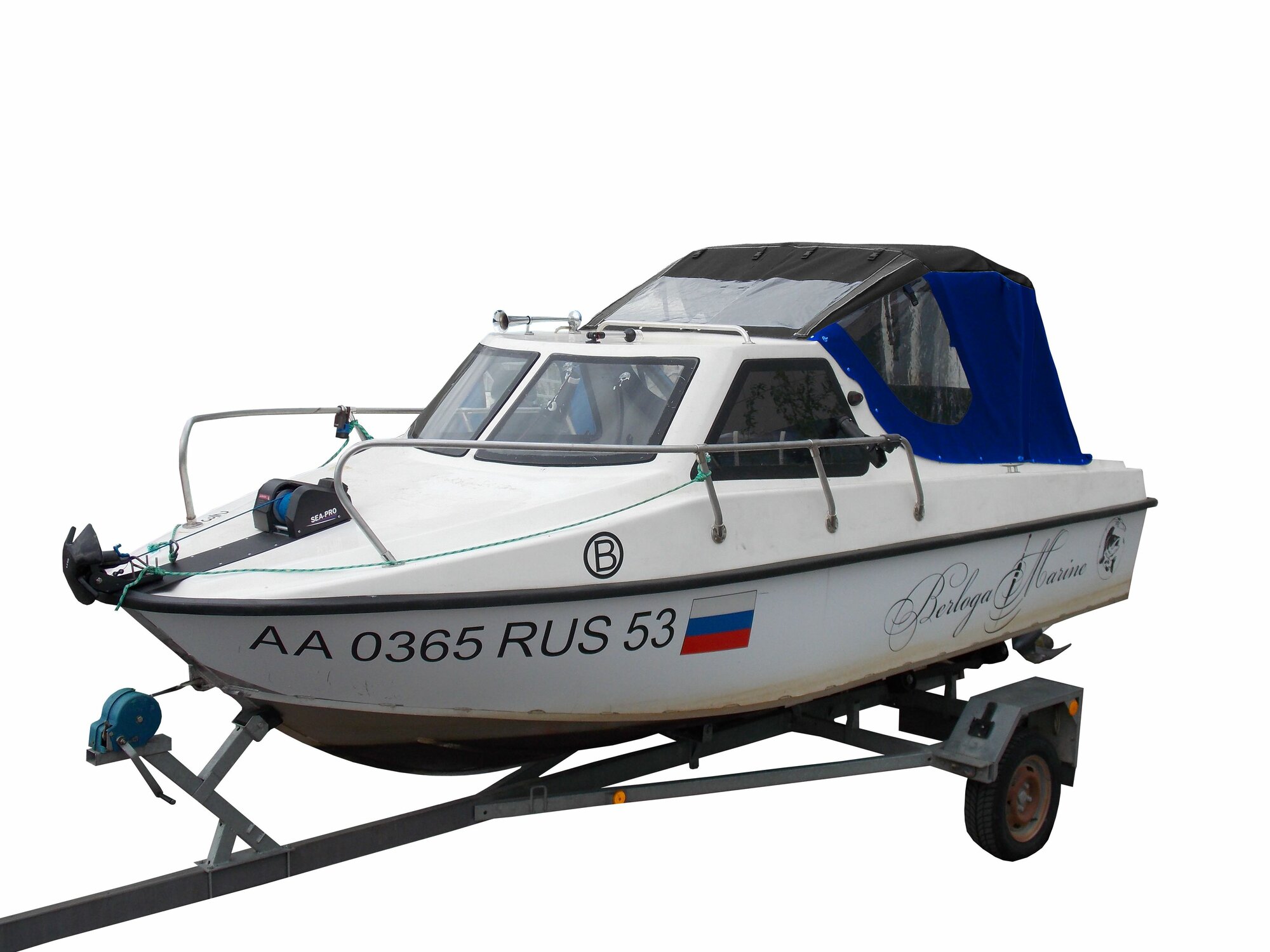 Fiberboat-515HT / Фибербот 515НТ. Тент ходовой с дугами с креплениями на штатное стекло