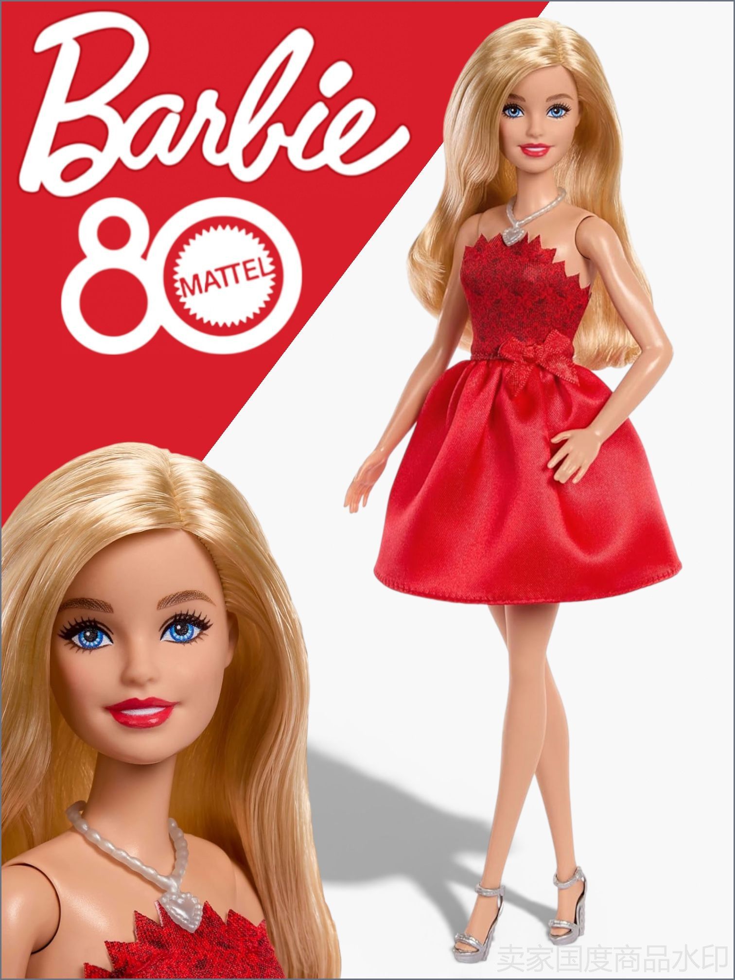 Кукла Barbie 80th Anniversary Блондинка в красном платье JGD25