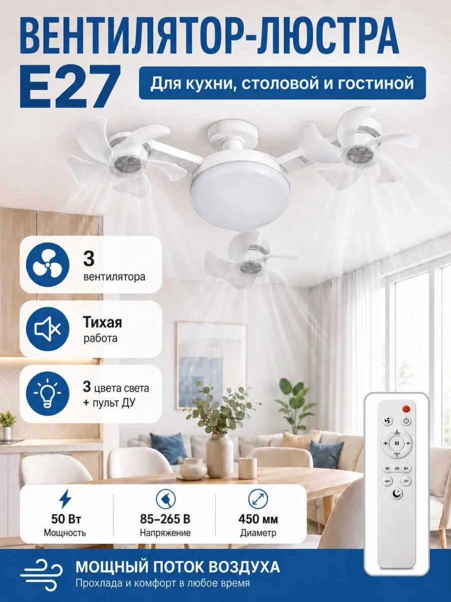 Потолочный вентилятор с цоколем E27