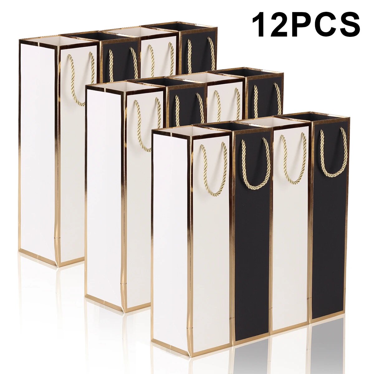 Подарочные пакеты для вин из крафт-бумаги с золотым тиснением Assorted-12PC