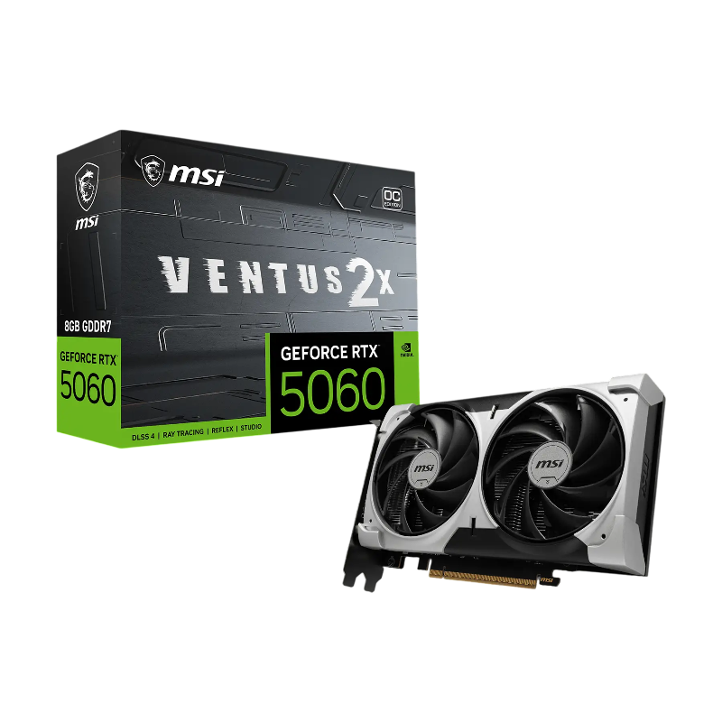 Видеокарта GeForce RTX 5060 8G VENTUS 2X OC V1 (MSI GeForceRTX50608GVENTUS2XOCV1) GeForceRTX50608GVENTUS2XOCV1