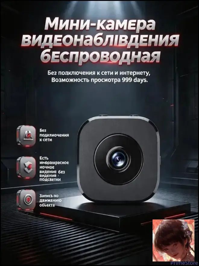 Беспроводная мини-камера видеонаблюдения с ИК-подсветкой, аккумулятором и удаленным доступом через телефон