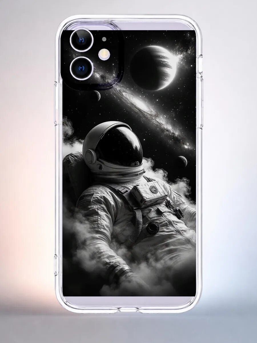 Чехол iPhone 11 астронавт с зонтом галактика силиконовый