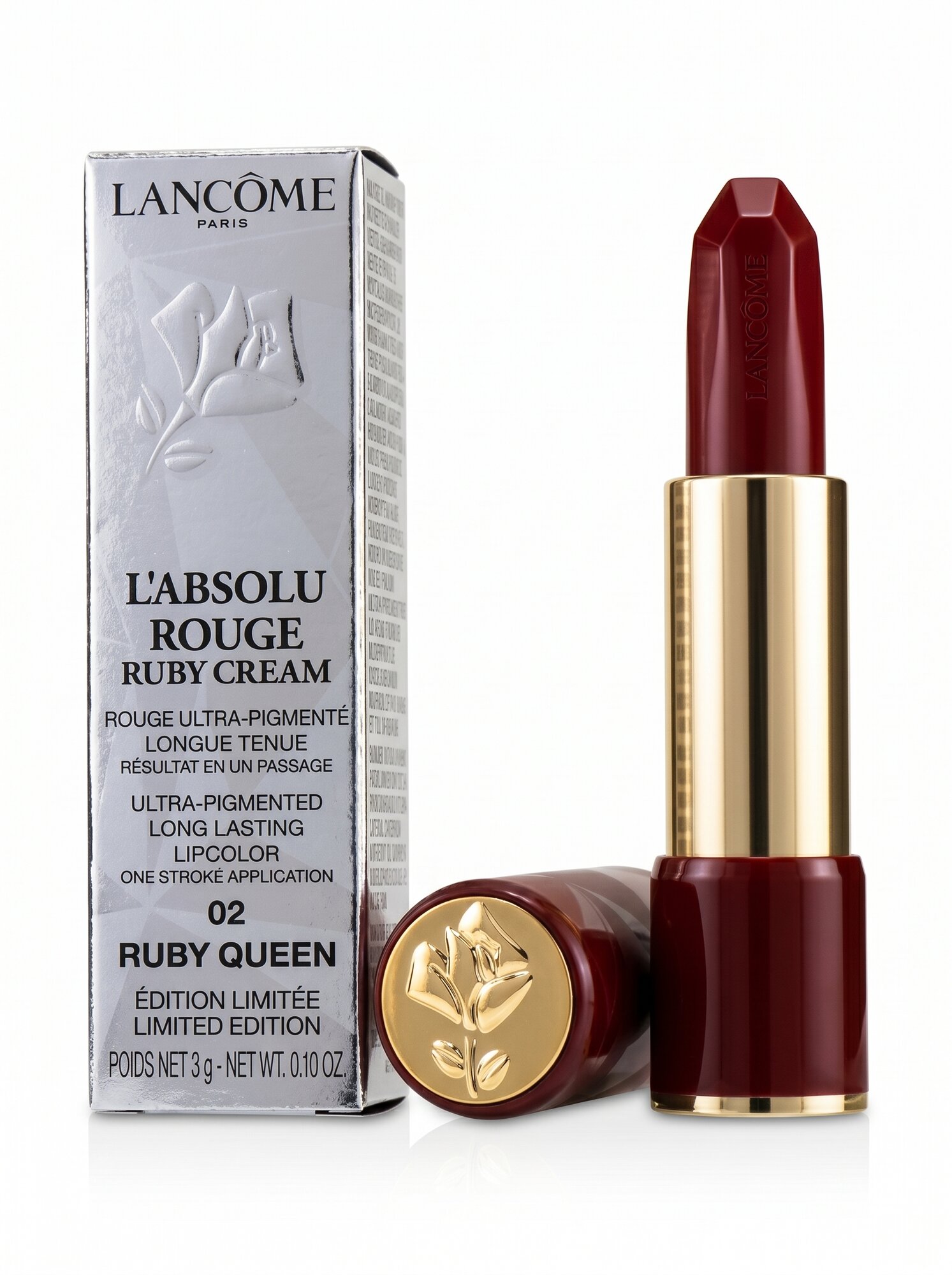 Lancôme 02 Queen Ruby Ruby Cream L'Absolu Rouge Губная Помада с сияющим финишем. Франция