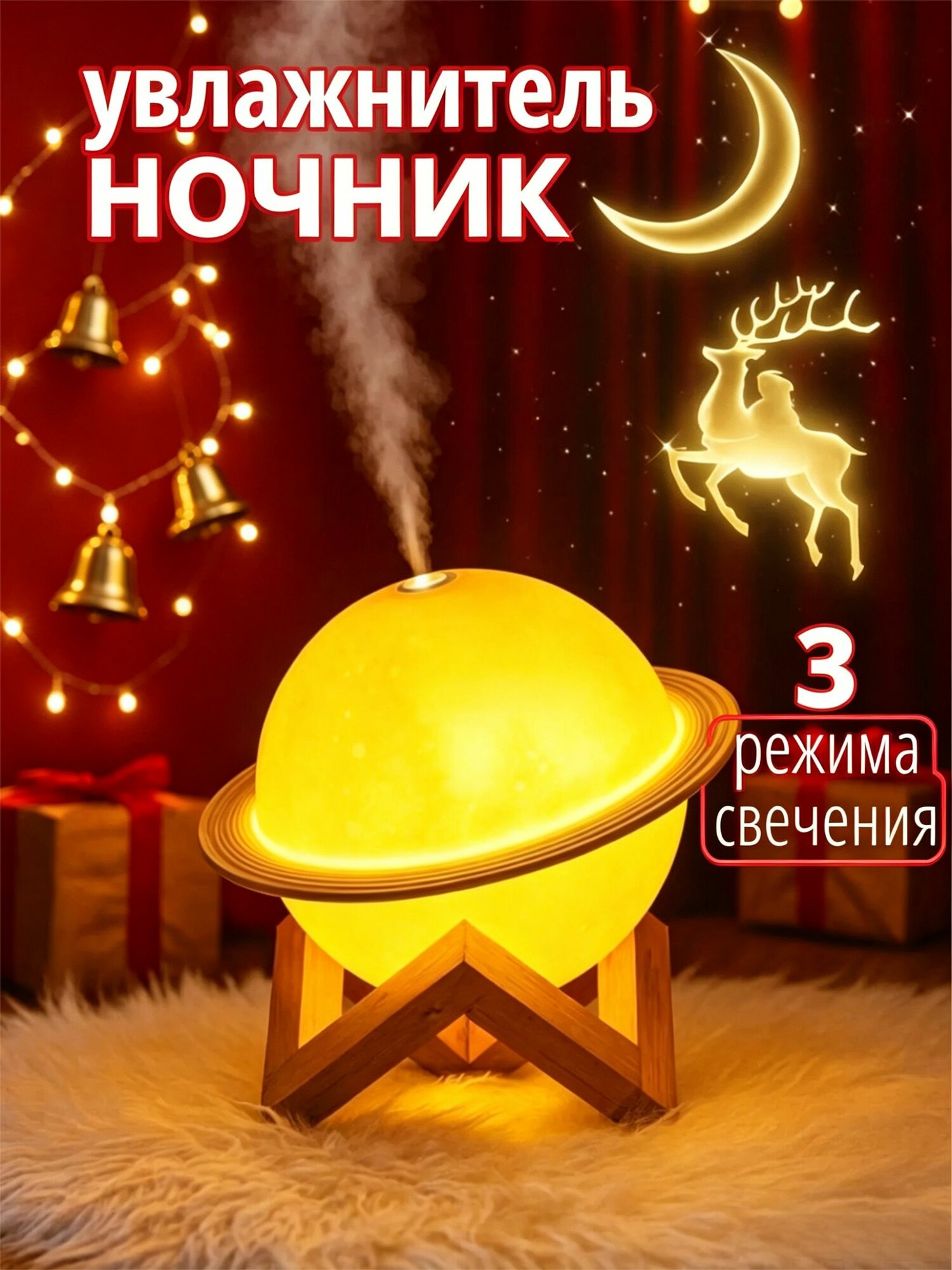 Ночник - увлажнитель воздуха. Светильник "Планета" аромадиффузор для спальни