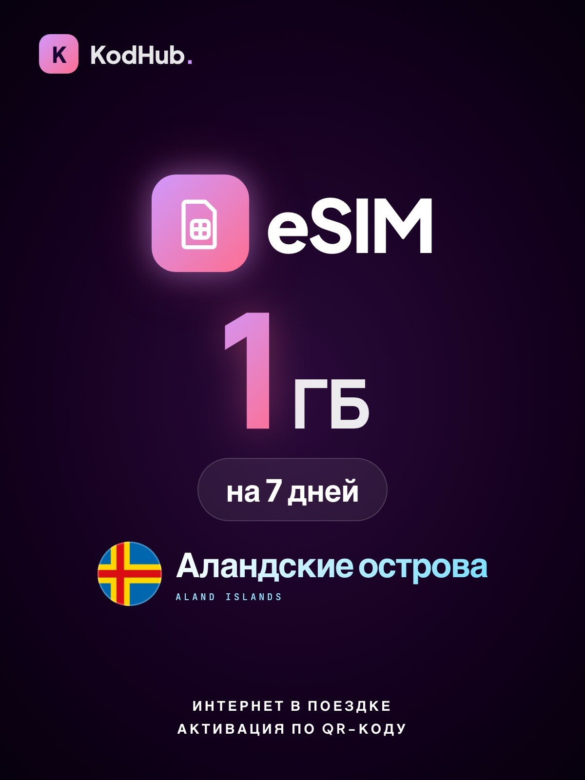 Туристическая eSIM Аландские острова 1 ГБ на 7 дней | интернет в поездке, связь за границей | QR-код активации