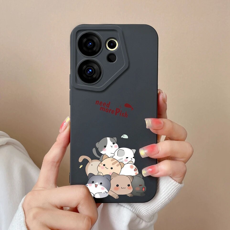 Противоударная задняя крышка для смартфонов Tecno Camon 20 Premier CK9n Cat Fundas Черный, TYB85