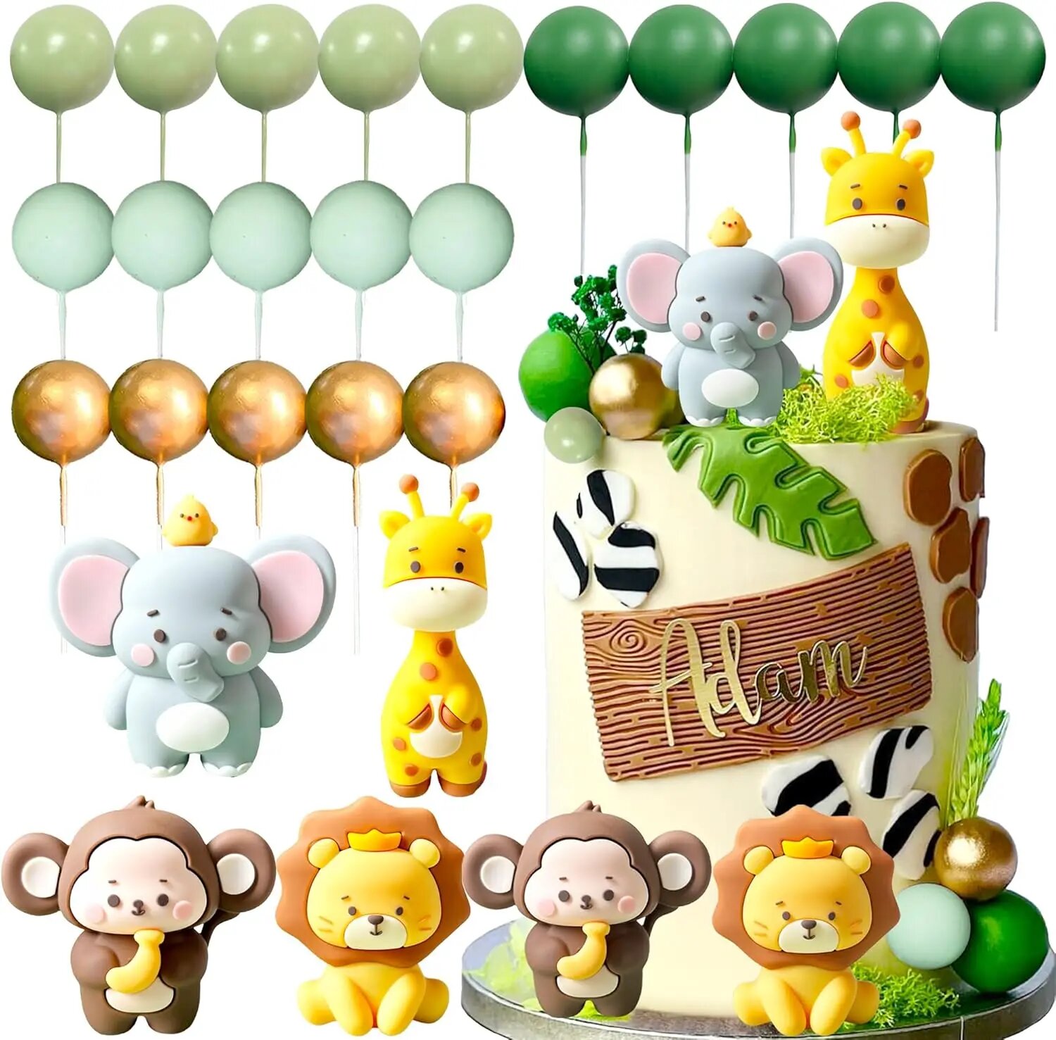 Топперы для торта "Дикие животные" 24pcs