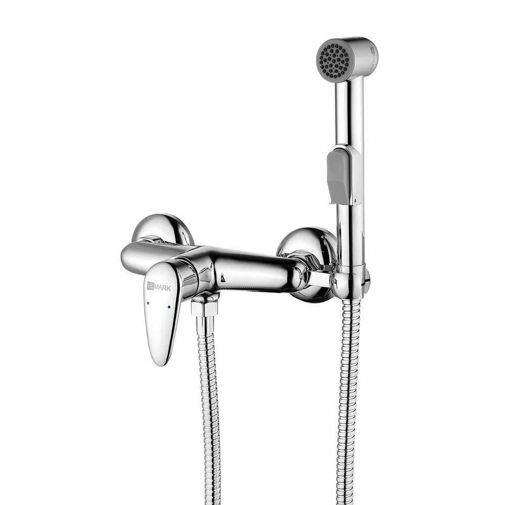 Гигиенический душ Lemark Pramen LM3318C со смесителем, хром, глянцевый, латунь, рычажный, смеситель для биде, с настенным держателем