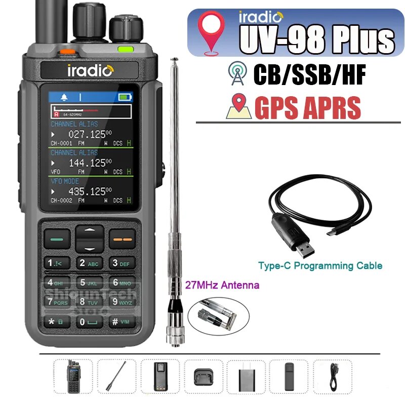 Iradio UV-98 PLUS GPS рация APRS Air Band 10W кросс-бендовый репеатер LSB CW CB SW MW LW SSB HF многополосная 1024CH аматурная рация