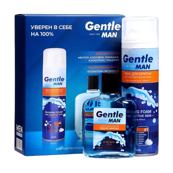 Набор муж. GENTLE (пена д/бр 200мл+лосьон п/бр 100мл) Дельта Парфюм