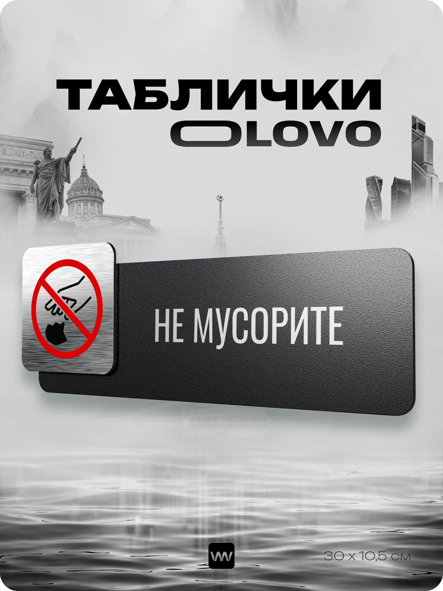 Табличка "Соблюдайте чистоту" на дверь, для офиса, общественного места, серия OLOVO/олово SLV, Айдентика Технолоджи