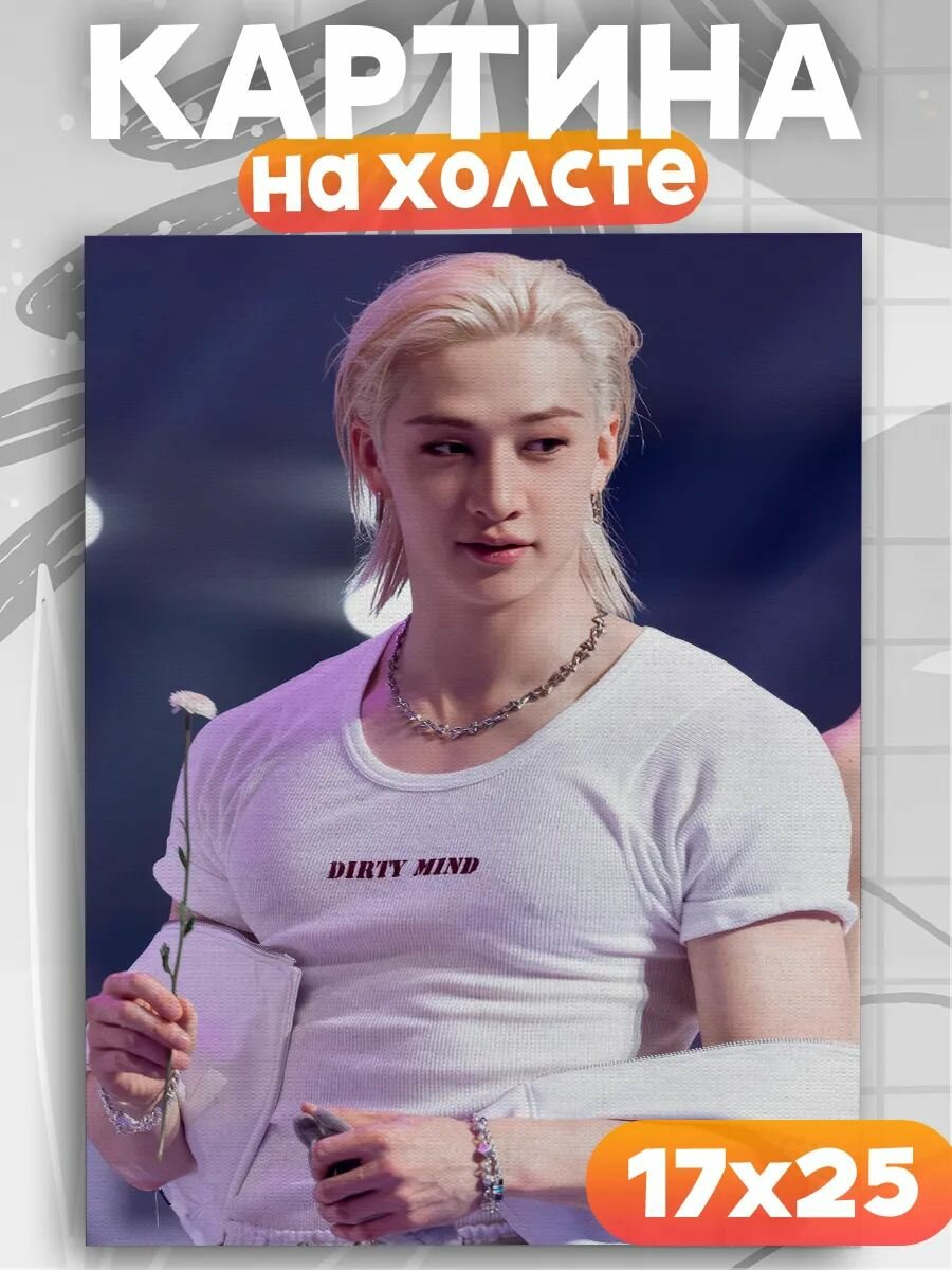 Картина на стену Бан Чан Stray kids кпоп, на подрамнике, 1шт, 25х17 размер.