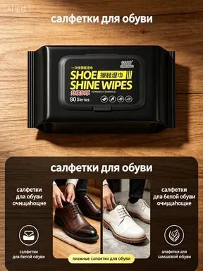 Средство для ухода за обувью Салфетки влажные для обуви