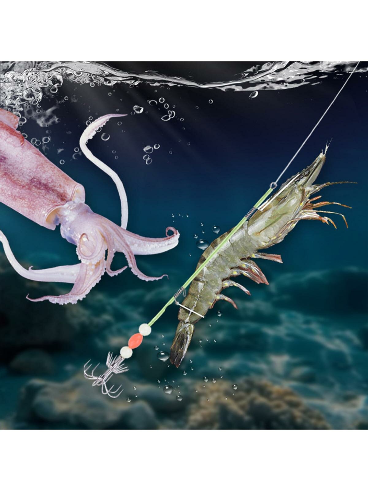 Светящийся крючок для ловли кальмаров, осьминогов, чернилами, Рыболовный крючок для рыбы, Стержень из нержавеющей стали