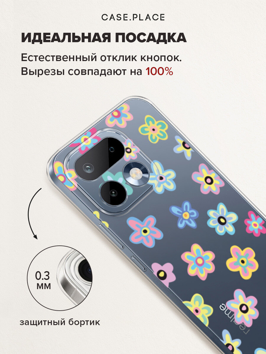 Чехол на Realme 16 Pro / Реалми 16 Про с принтом Летние цветочки — фото 1