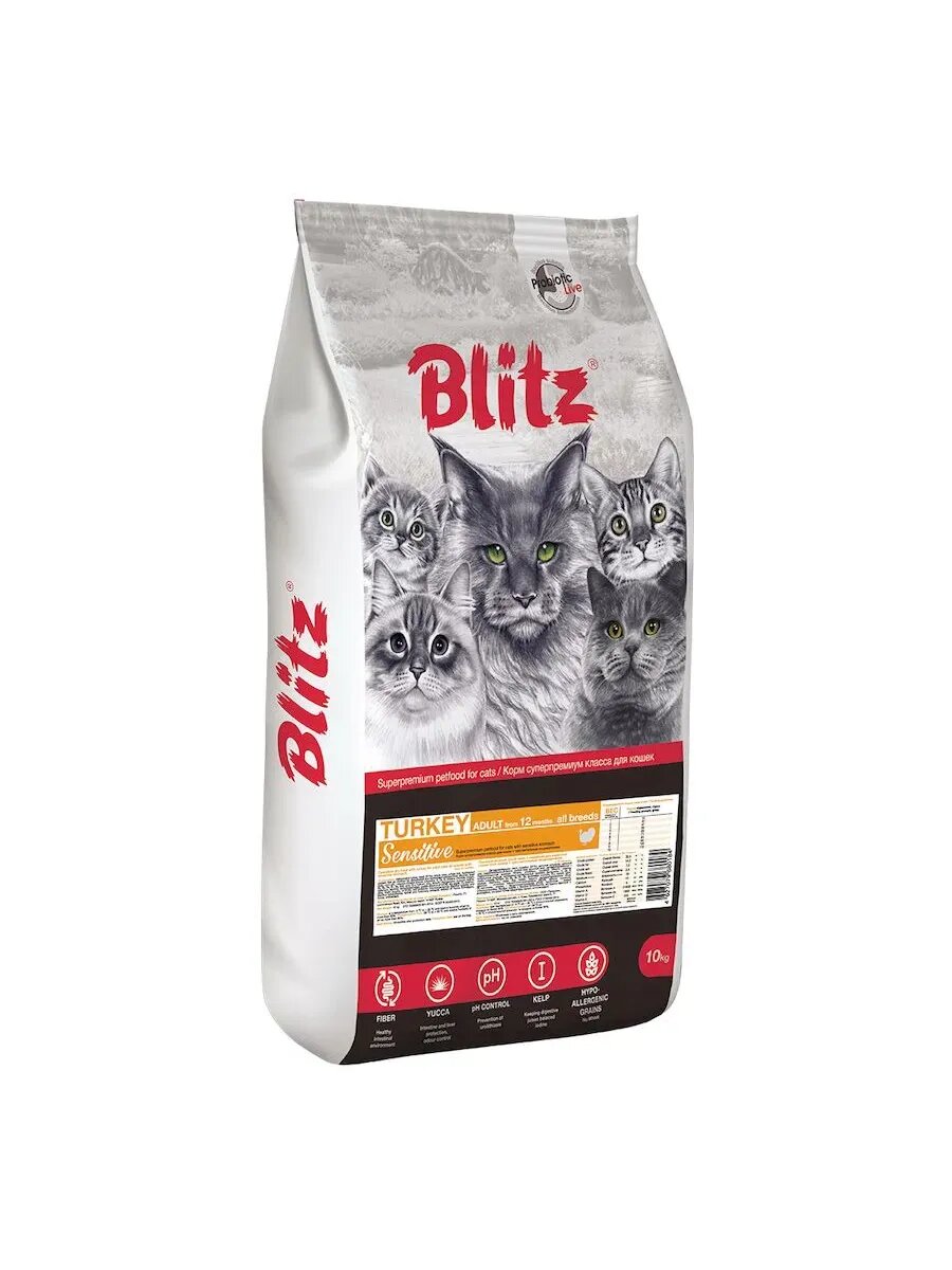 Blitz Adult Cat Turkey корм полнорационный для взрослых кошек со вкусом индейки 10 кг