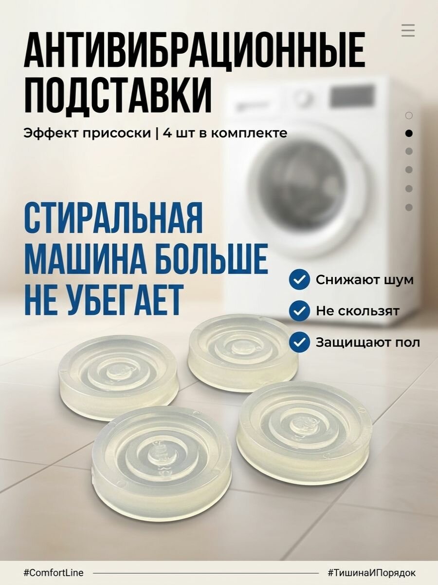 Антивибрационные подставки для стиральной машины, 4шт комплект, антивибрационные ножки (Прозрачные)