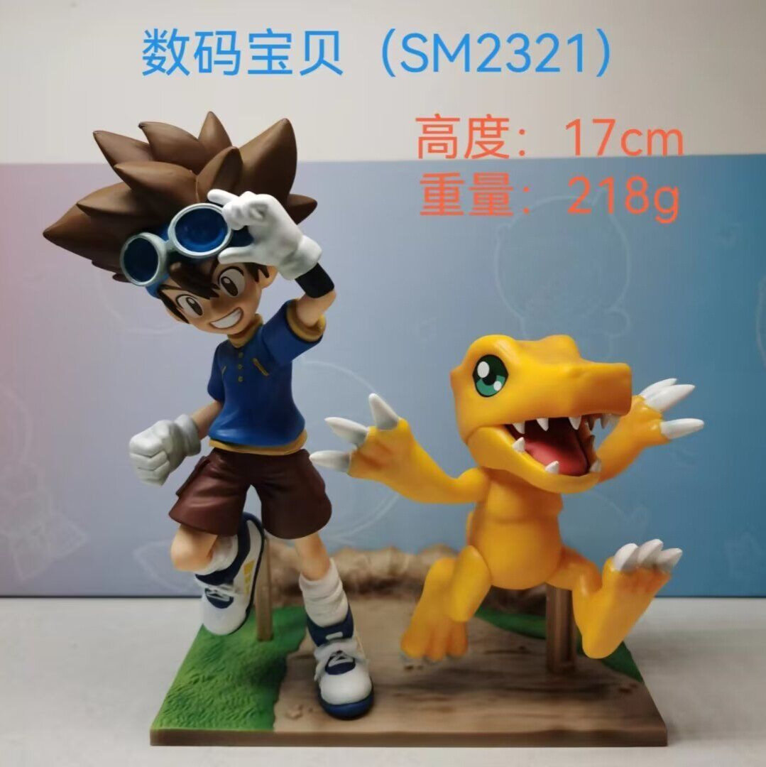Фигурка Digimon Таити Ямано и Агумон, коллекционная модель из ПВХ, классический сине-желтый дизайн, на базе