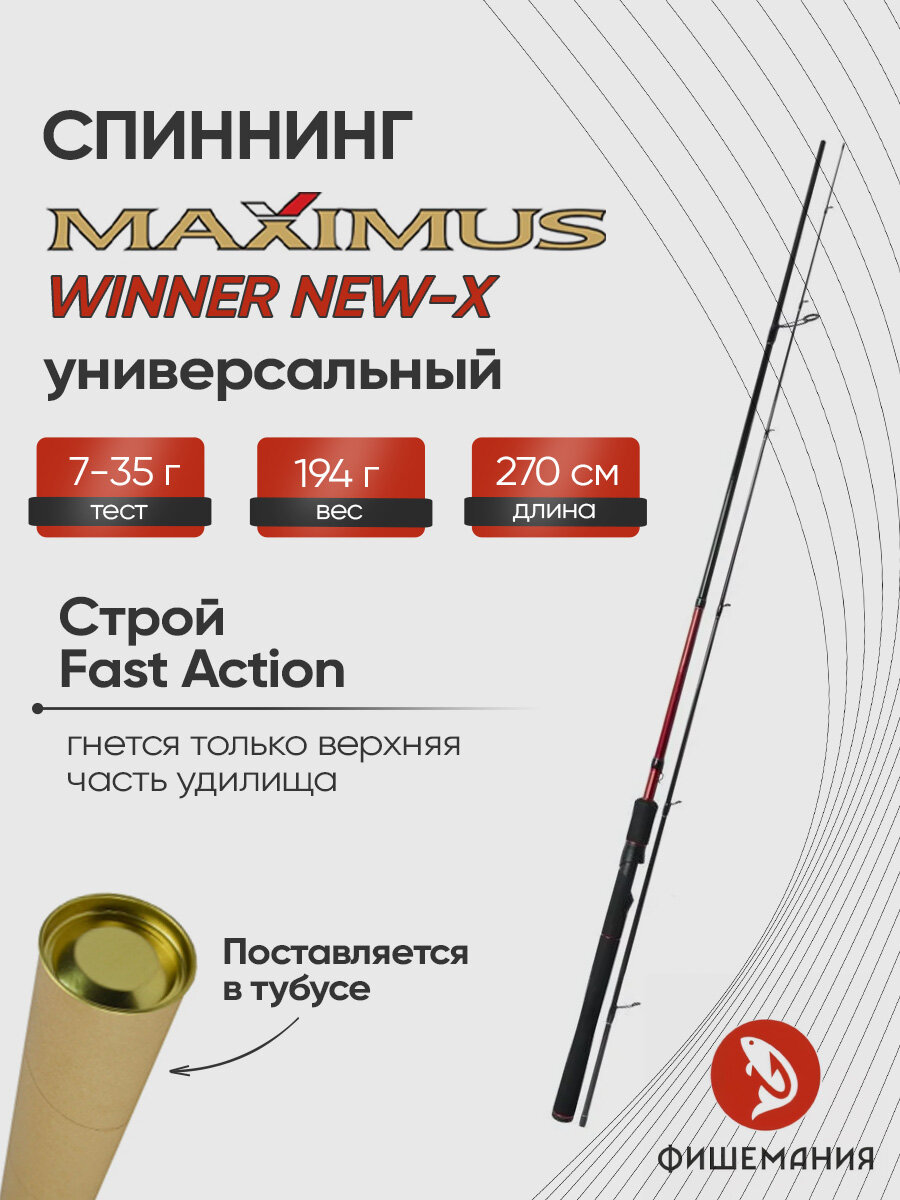 Спиннинг для рыбалки штекерный Maximus Winner New-X 27M 270 см тест 7-35 гр