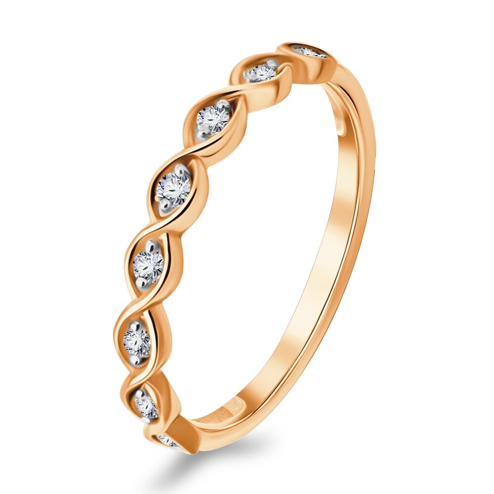 Кольцо дорожка, серебро, 925 проба, золочение, фианит