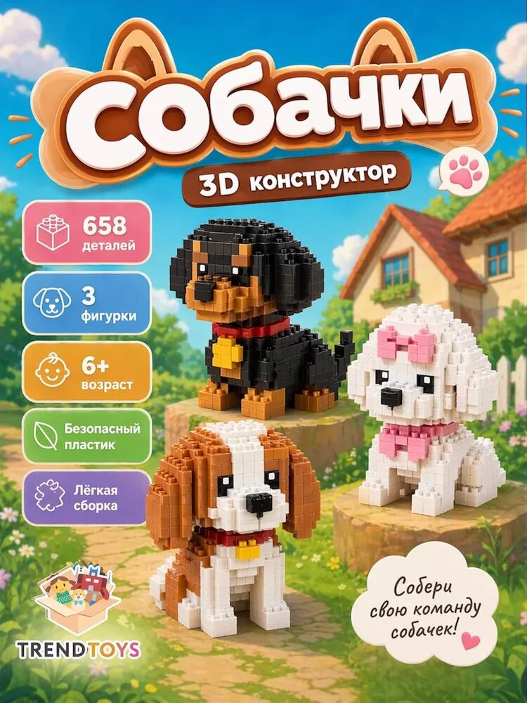 Конструктор 3d из миниблоков Собачки