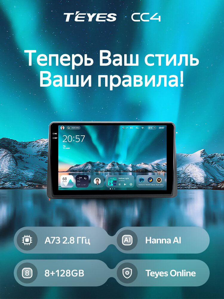 Магнитола TEYES CC4 8/128 ГБ For Рено Аркана 1 For Renault Arkana 2019 - 2024 F2
