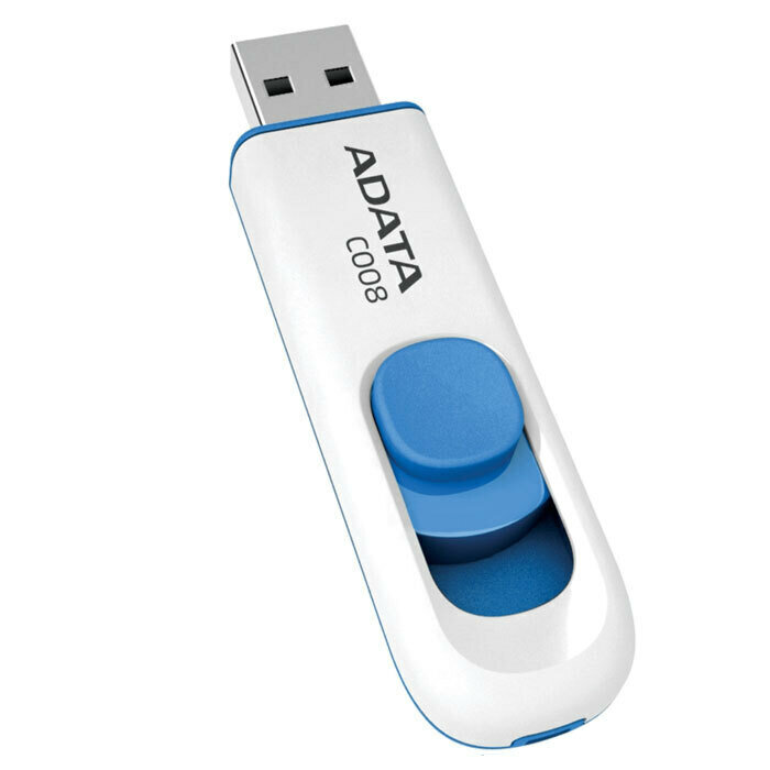 ADATA 64 ГБ Флеш-накопитель C008 2.0 (AC008-64G-RWE), USB 2.0, белый; синий