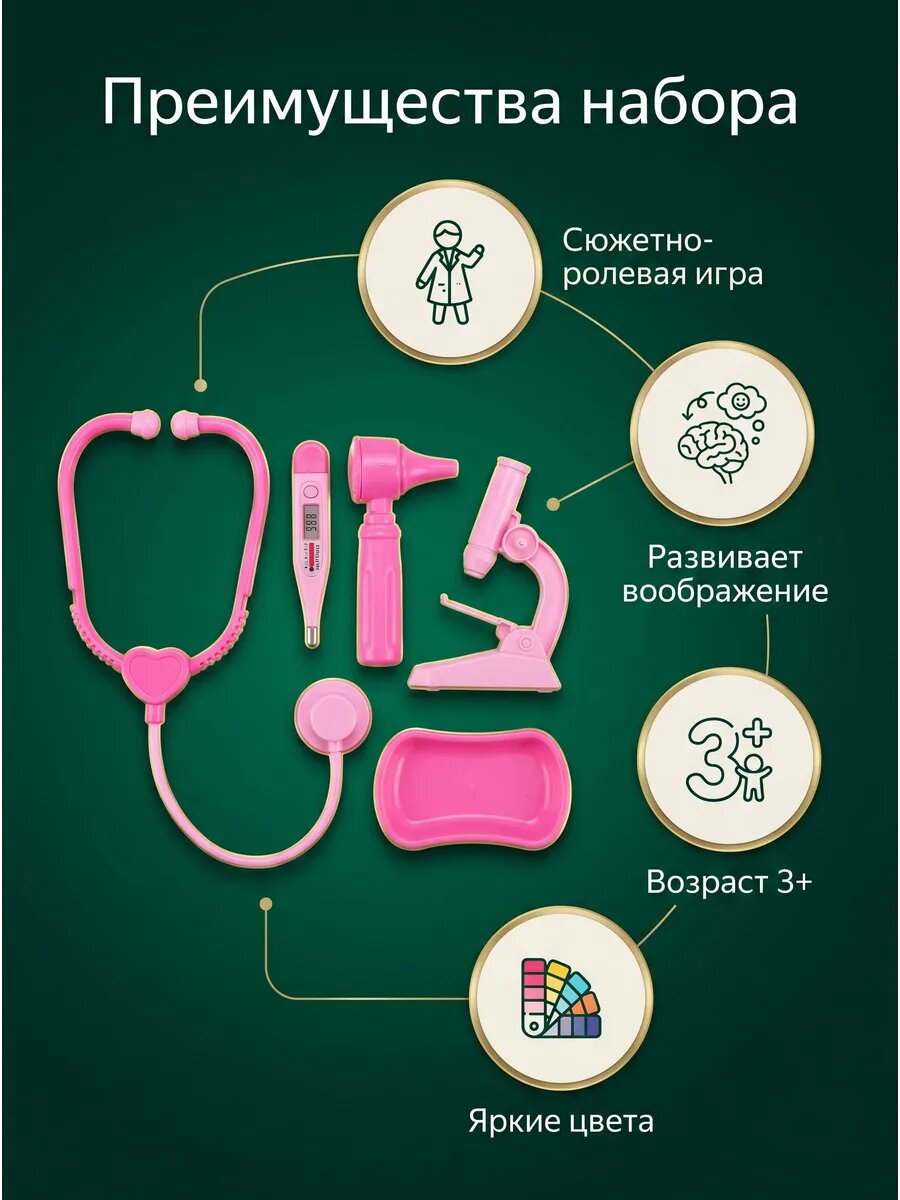Набор доктора игровой для девочек 3+, для дома, в подарок, компактный — фото 1