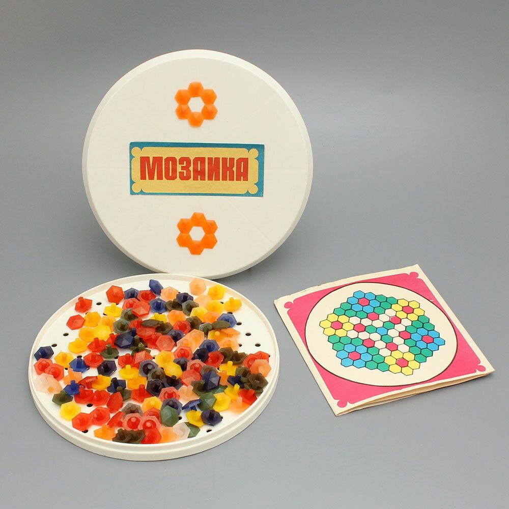 Винтажная детская мозаика "Пчелиные соты", пластмасса, 1980-е, СССР