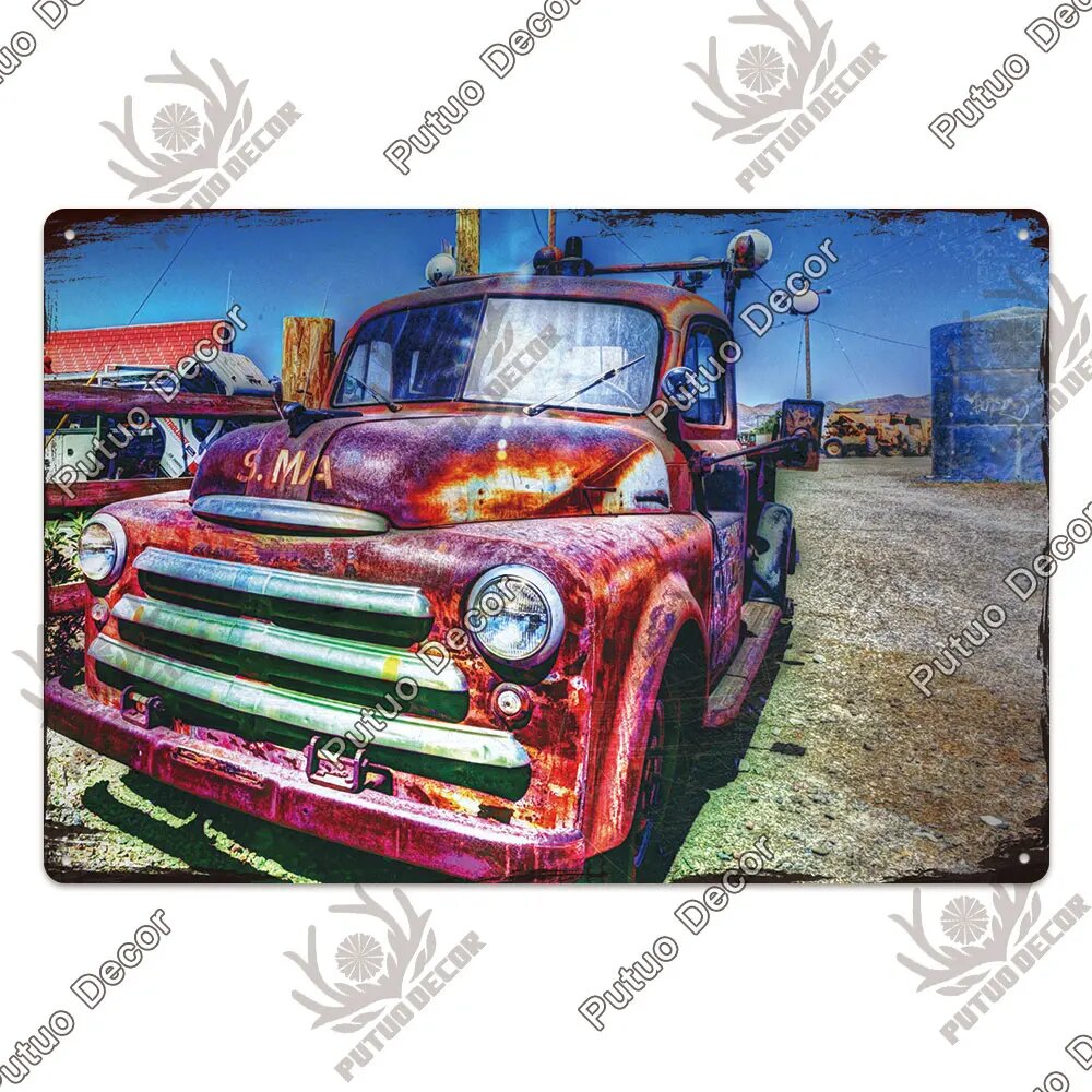 Металлическая табличка Putuo Decor Классические автомобили Красный, 7.87x11.8inch, TH9007