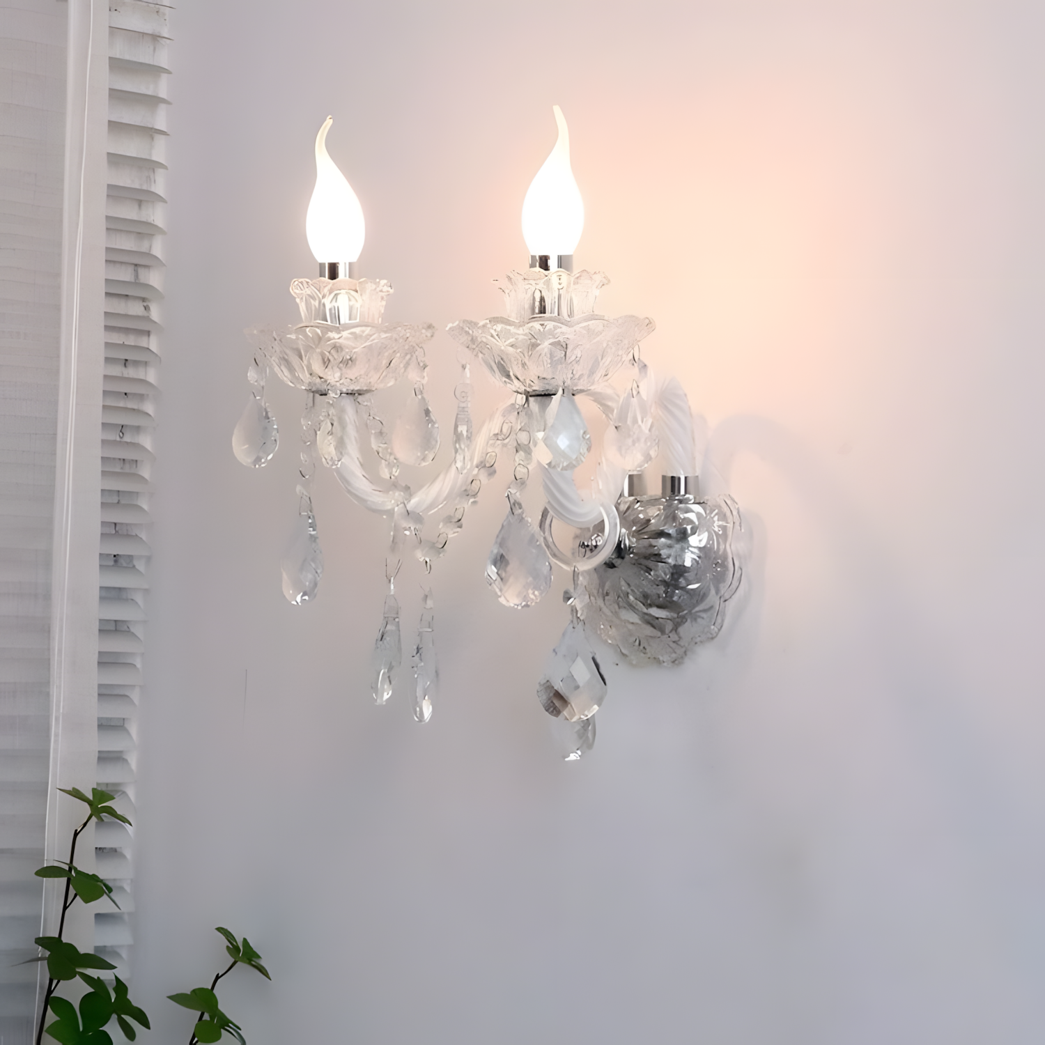 Светильник Clear Lighting, E27, светодиодный, хрустальный, белый, двойной распашной