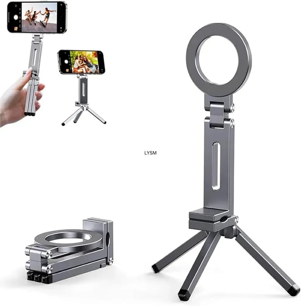 Магнитный штатив для iPhone, алюминиевый складной держатель 360 для MagSafe