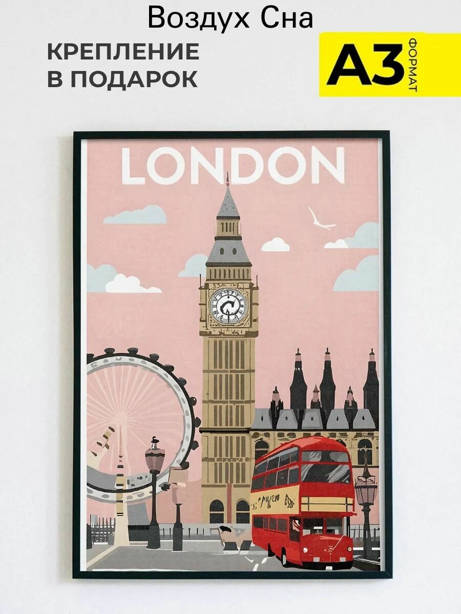 Постер город Лондон London, формат А3 30х42 см
