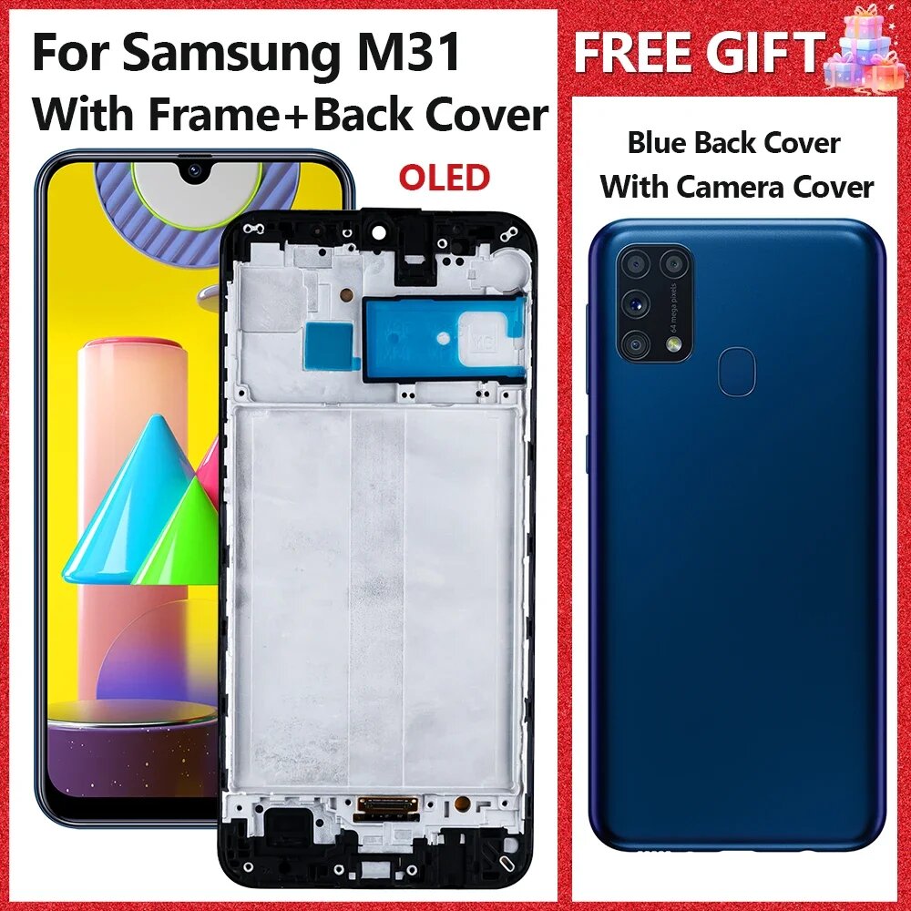 6,4-дюймовый экран M31 для Samsung Galaxy M31 M315 M315F, ЖК-дисплей, Синий, OLED Blue Kit