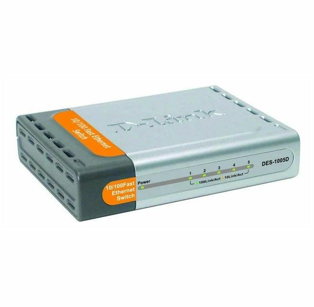 Коммутатор сетевой 5 портов 10/100 Mbps, неуправляемый, D-Link DES-1005D