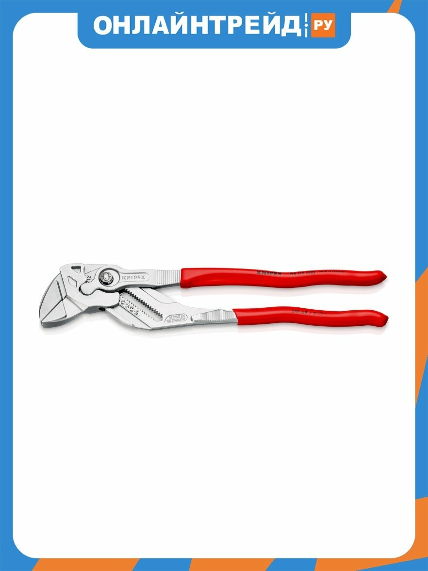 Клещи переставные - гаечный ключ Knipex KN-8603300SB, 68 мм (2 1/2"), 300 мм, хром, пластиковые рукоятки