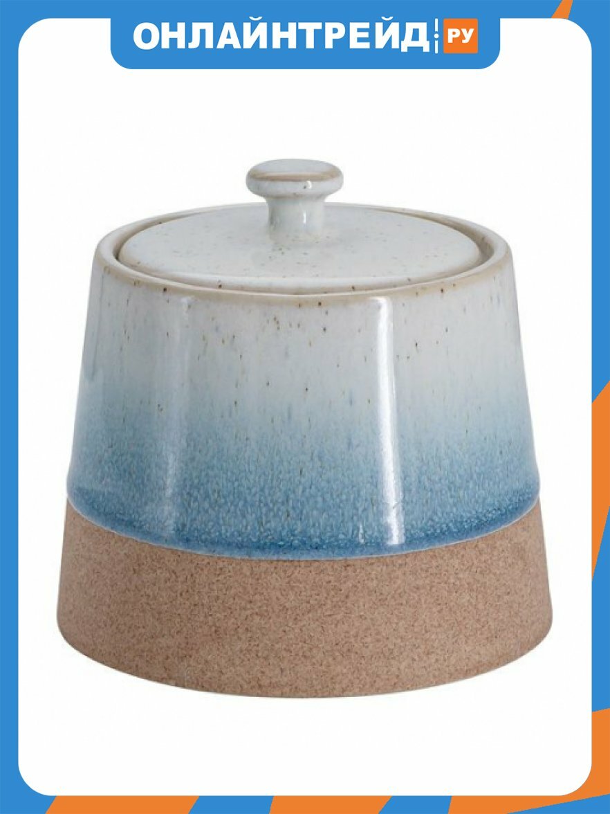 Сахарница Home & Style "Azurro" 9,5 см, 260 мл, керамика, бежево-голубая, в крапинку (HS-HL1041070)