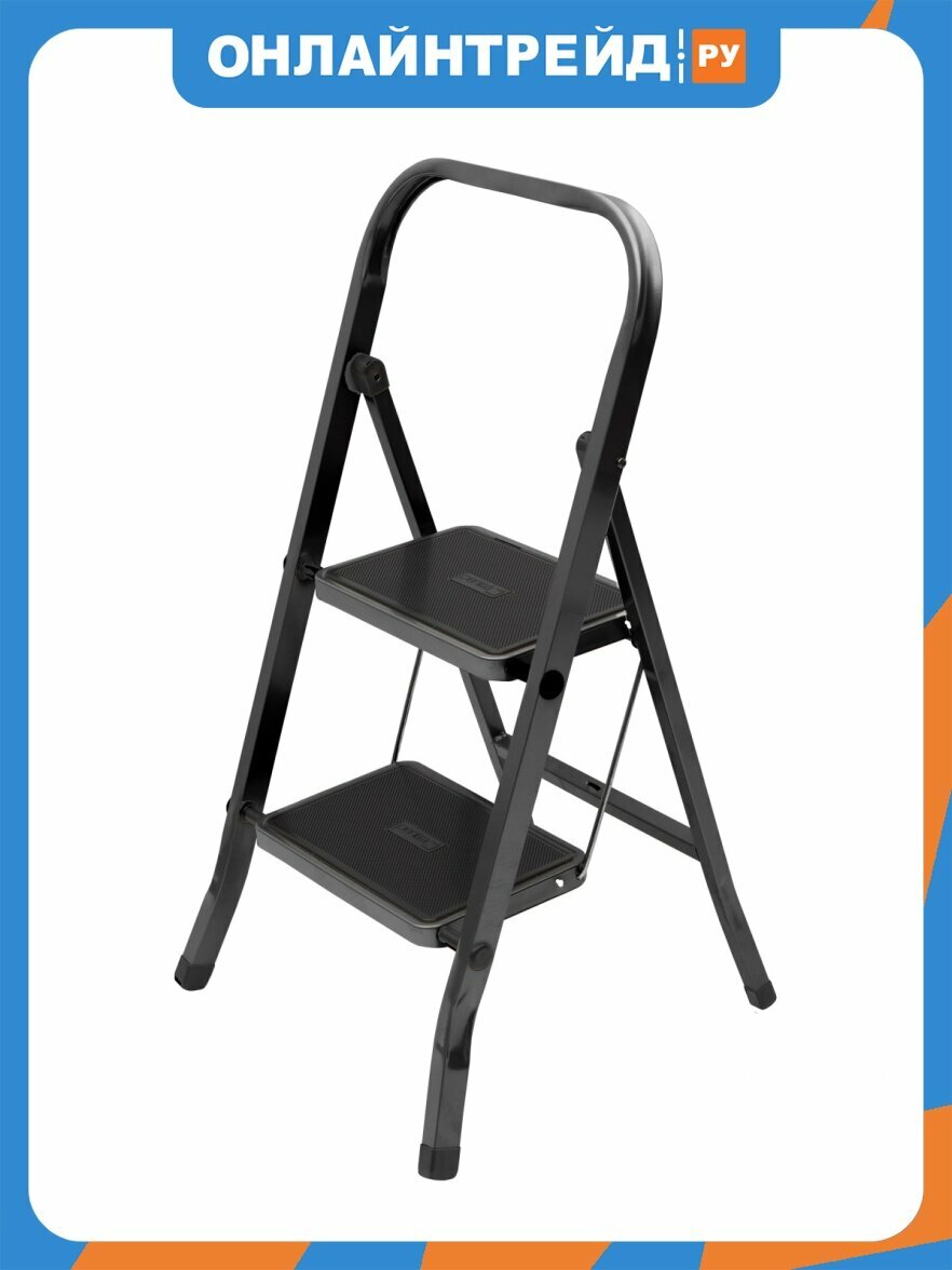 Стремянка Zalger Jet Black 2 шир. ступ. с ковриком, 9910-2