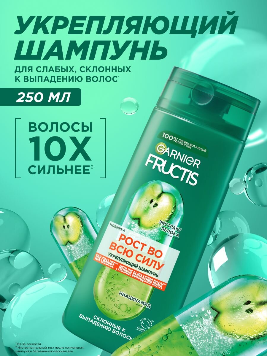 Garnier Fructis Укрепляющий шампунь Фруктис Рост во всю Силу, для ослабленных волос, склонных к выпадению, 250 мл