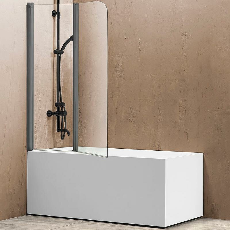 Шторка на ванну Vincea 114x140 VSB-12114CLGM профиль Вороненая сталь стекло прозрачное