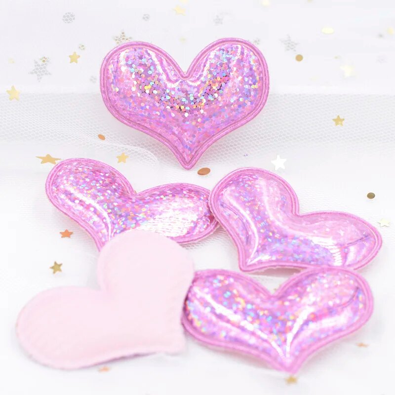 Набор блестящих сердечных нашивок Diy Super Paradise 12 шт. Розовый, Pink