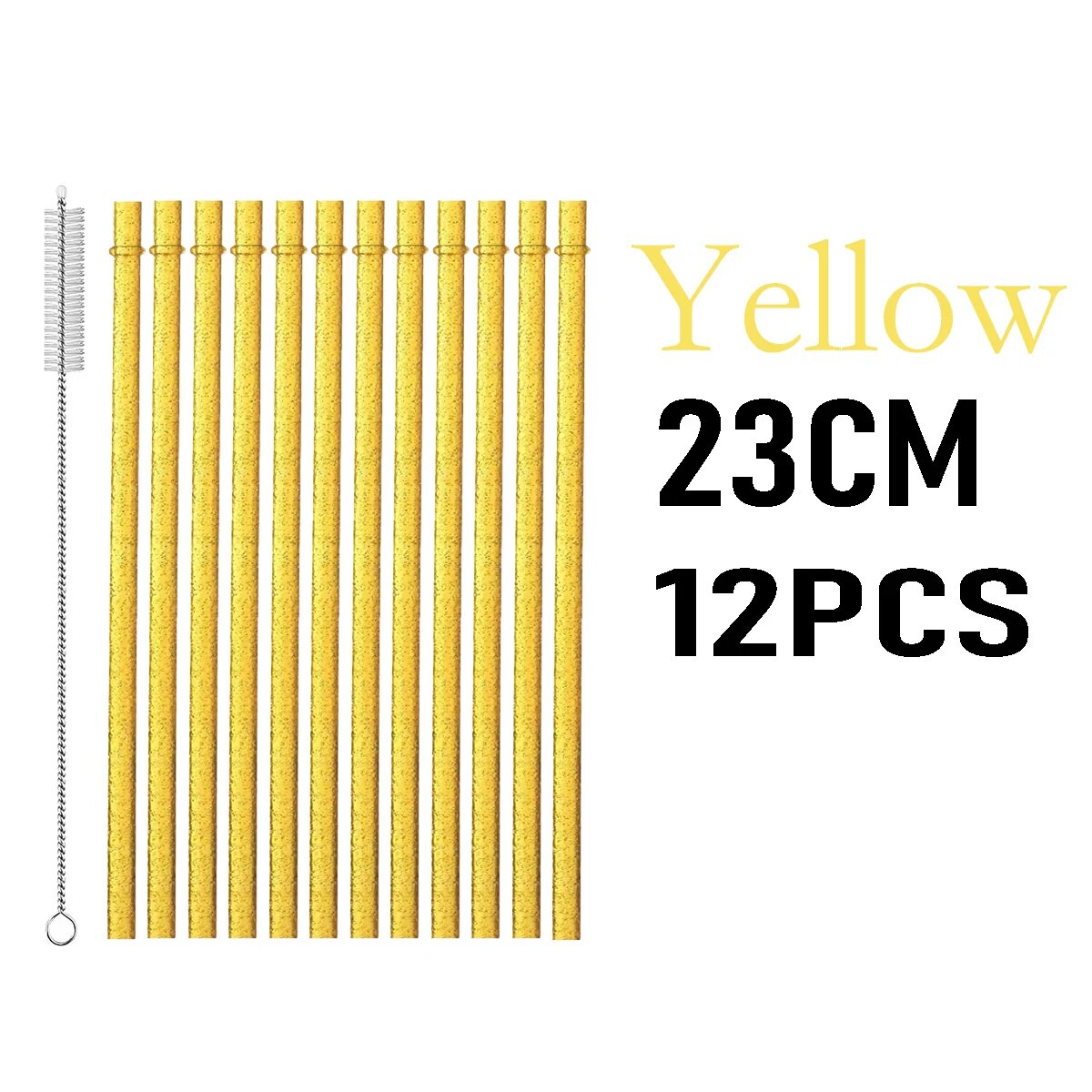 Многоразовые блестящие трубочки для стаканов Stanley 12 шт. Желтый, 23CM Yellow 12PCS