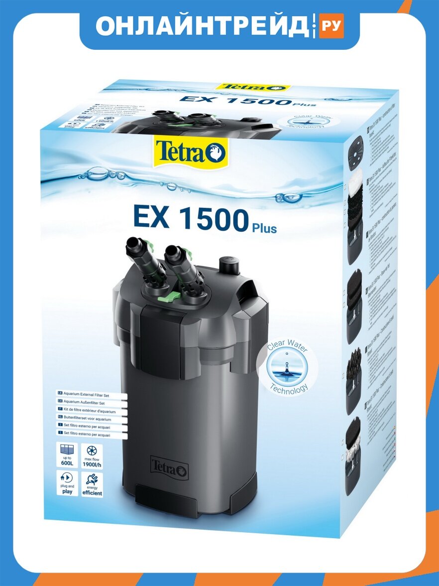 Внешний фильтр Tetra для аквариума EX1500 plus, 1900л/ч, 17,5Вт на 300-600л