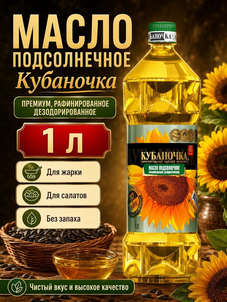 Масло подсолнечное Рафинированное дезодорированное 1 л