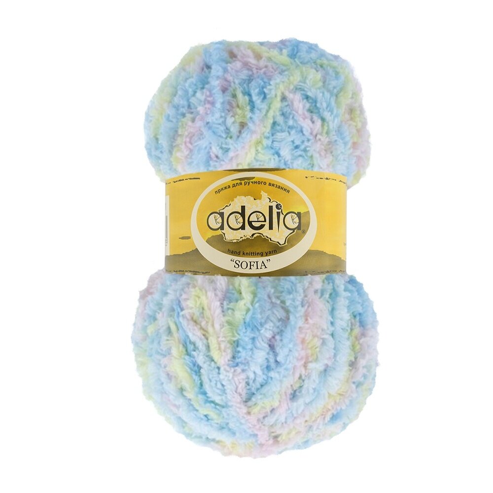 Пряжа Adelia Sofia, 100% полиэстер, 10х50 г, 90 м+-6 м, №01, розовый, желтый, голубой