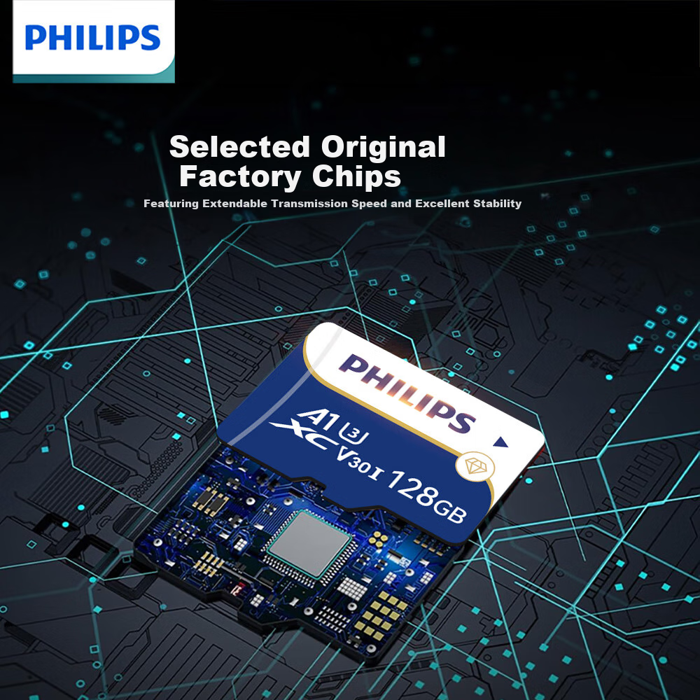 PHILIPS 256 ГБ MicroSD карта A1 U3 V30 для видеозаписи 4K высокоскоростная для dash cam и видеонаблюдения 130 МБ/с