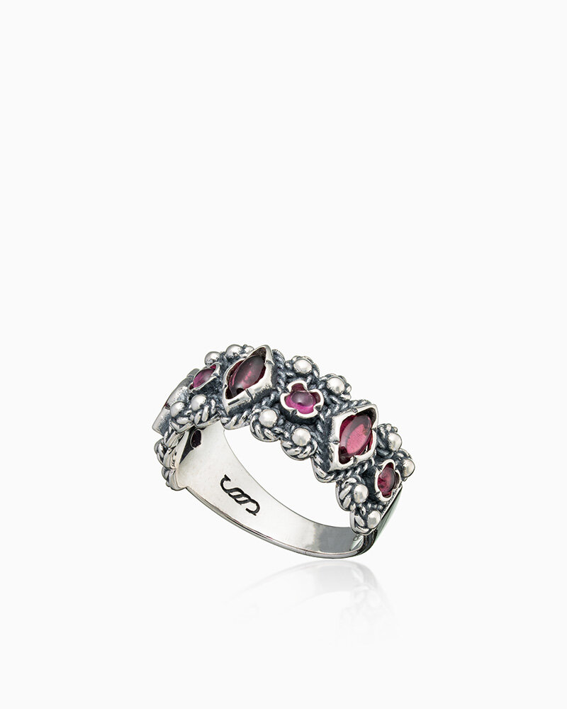 Кольцо, серебро, 925 проба, гранат