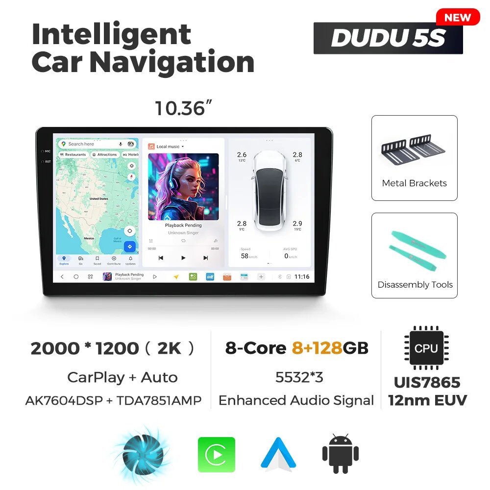 DUDU5 Автомагнитола 10.36" 8G-128G Android Car Navigation